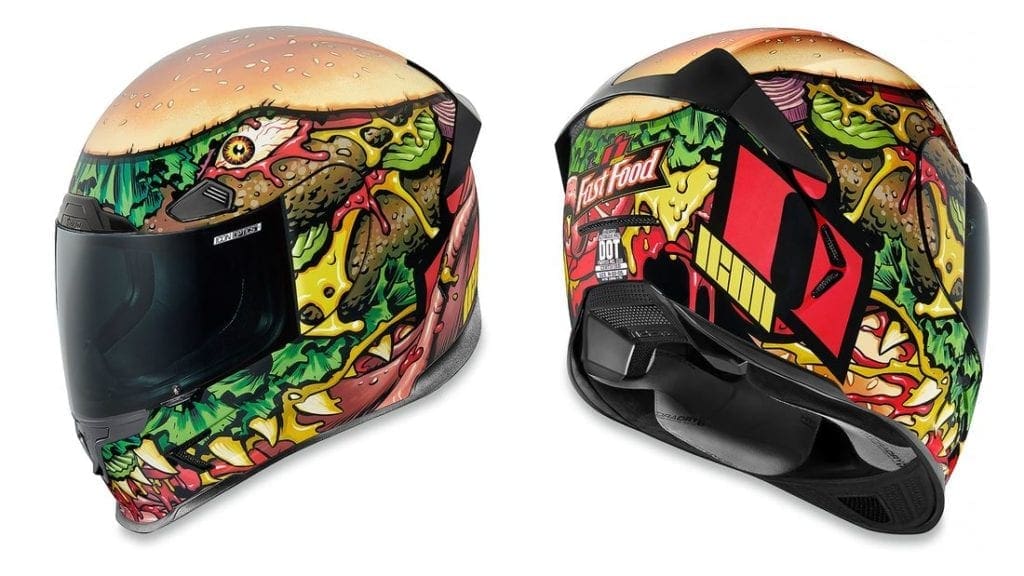 NEW GEAR: Fancy a burger? Icon’s Airframe Pro ‘Fastfood’ helmet | MoreBikes