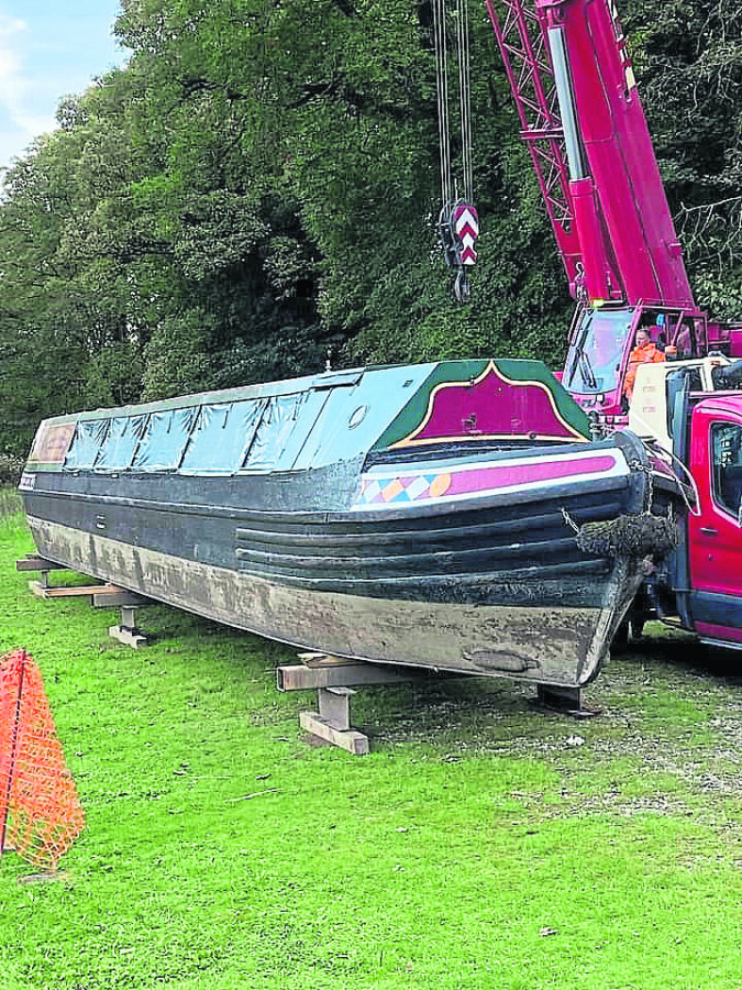 Boat stripped out for hull inspection | Towpath Talk